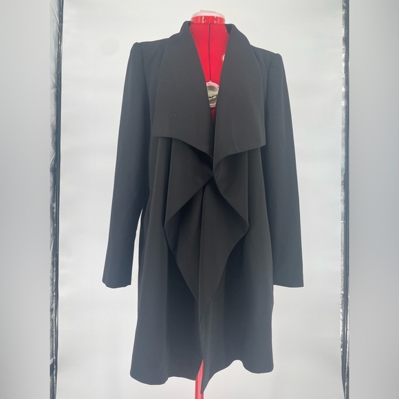 Donna Karan | Jackets & Coats | Donna Karan Black Draped Lapel Longline ...
